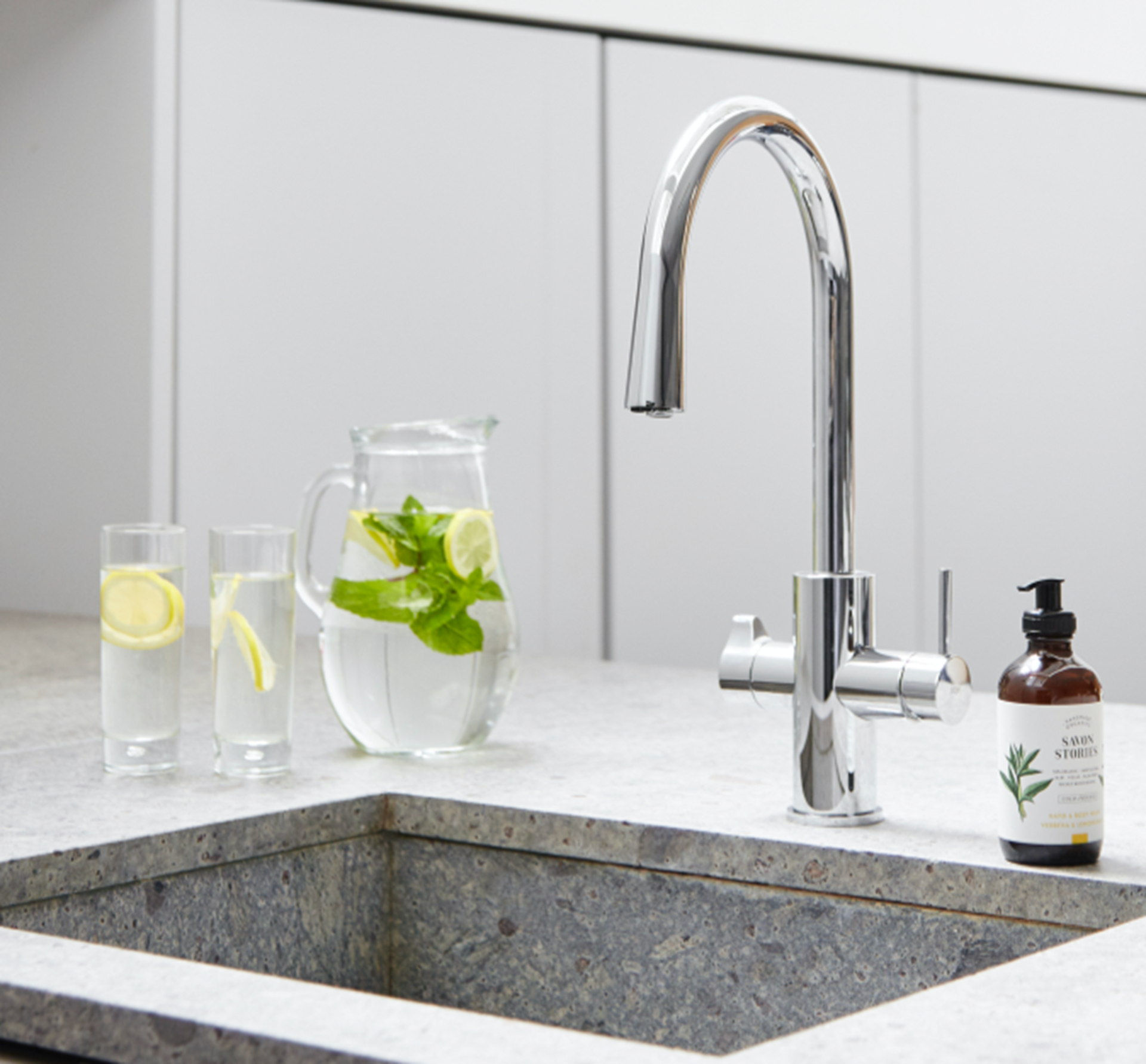 Looking for Hygge? Create a clutter free kitchen with an all-in-one tap